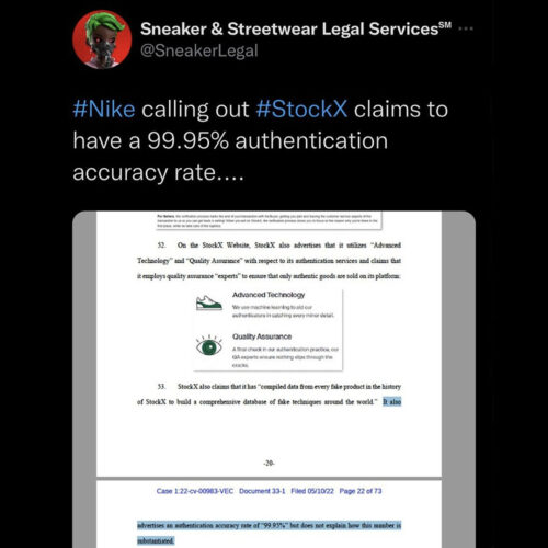 Nike Alleges that the StockX 99.95% Authentication Accuracy Rate is a ...