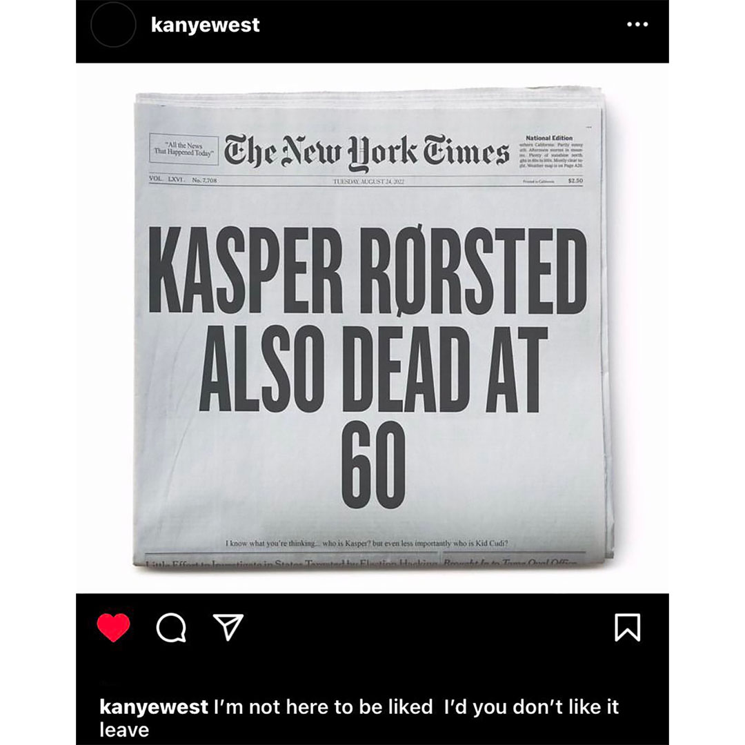 Kanye Wests Posts Altered Obituary for adidas CEO Kasper Rorsted | Nice ...