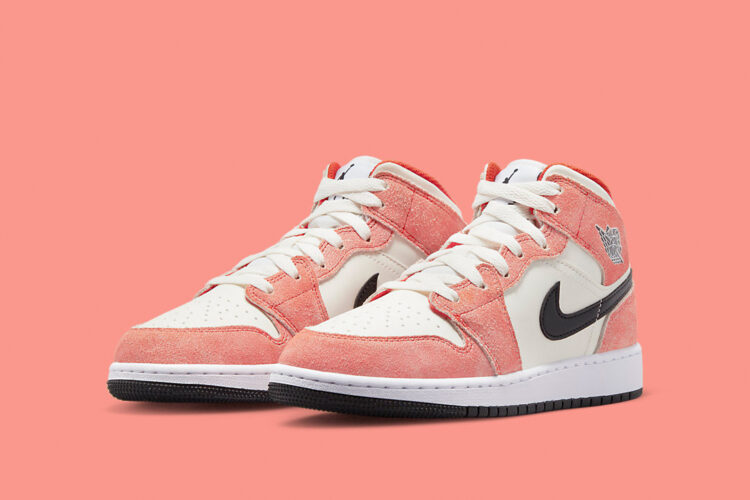 Air Jordan 1 Mid Gs Orange Suede Dv1336 800 Nice Kicks